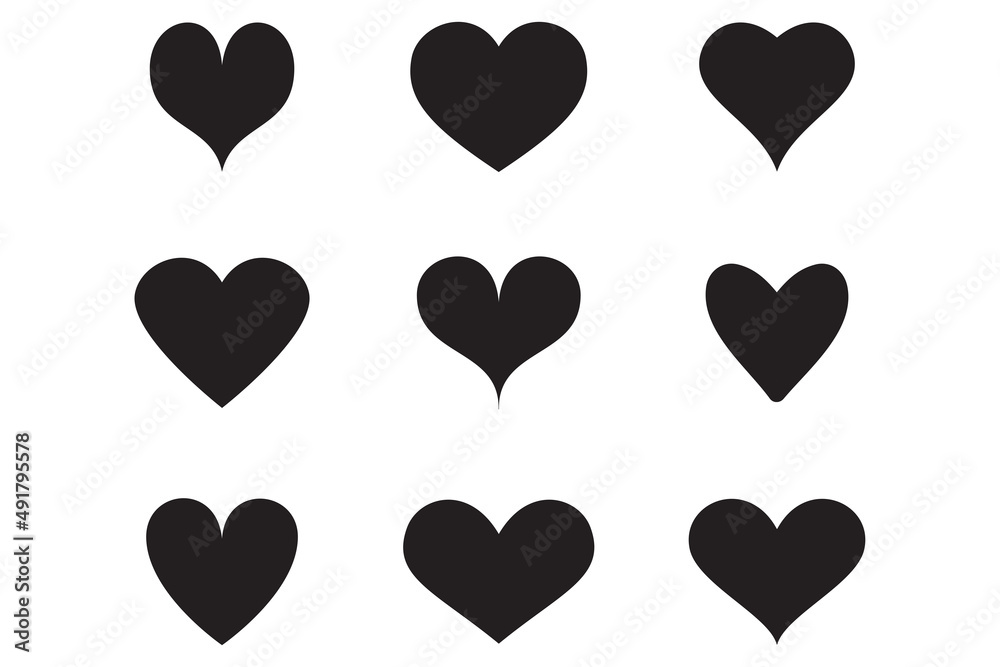 Heart contour vector. Black hand drawn love icon isolated. Paint brush ...