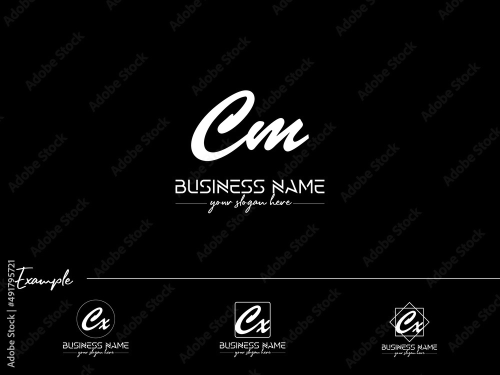 Signature CM logo, Letter Cm mc black logo with creative icon design ...