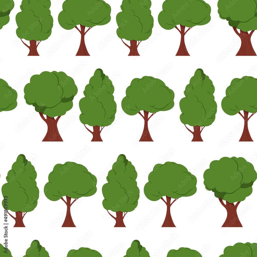 Cartoon tree vector cartoon seamless pattern background for wallpaper ...