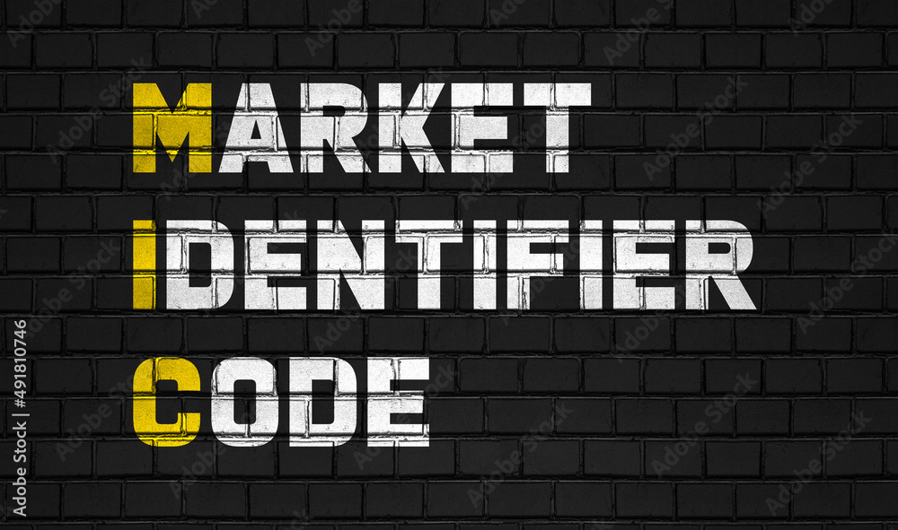 Market identifier code (MIC) concept,business abbreviations on black ...