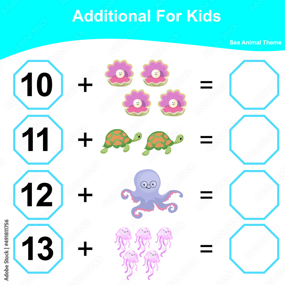 Counting Addition Game for Preschool Children. Educational printable ...