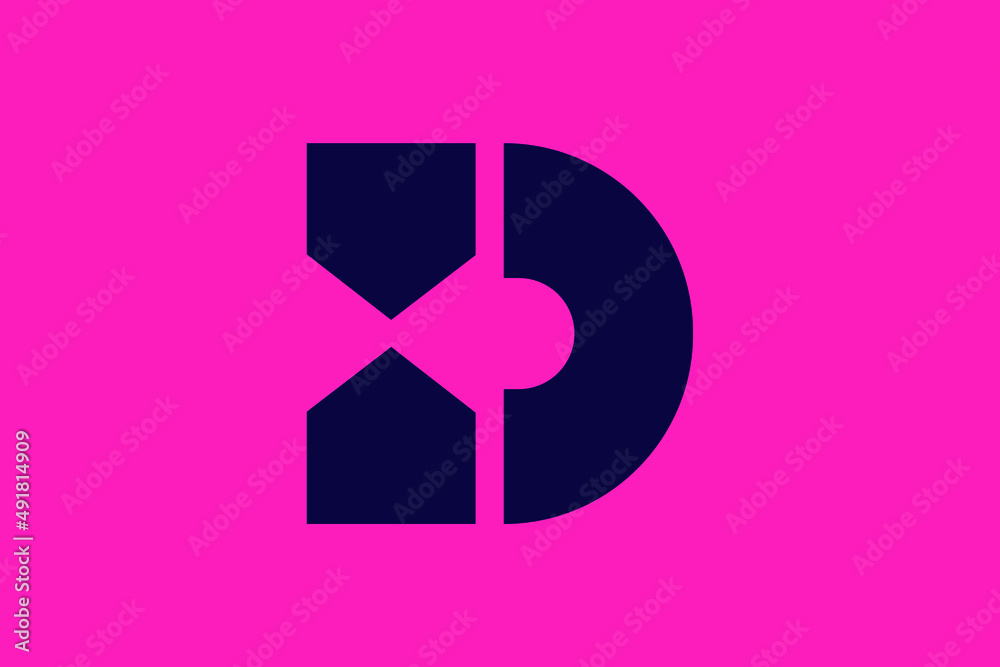 XD DX X D logo design concept with background. Modern Trendy alphabet ...