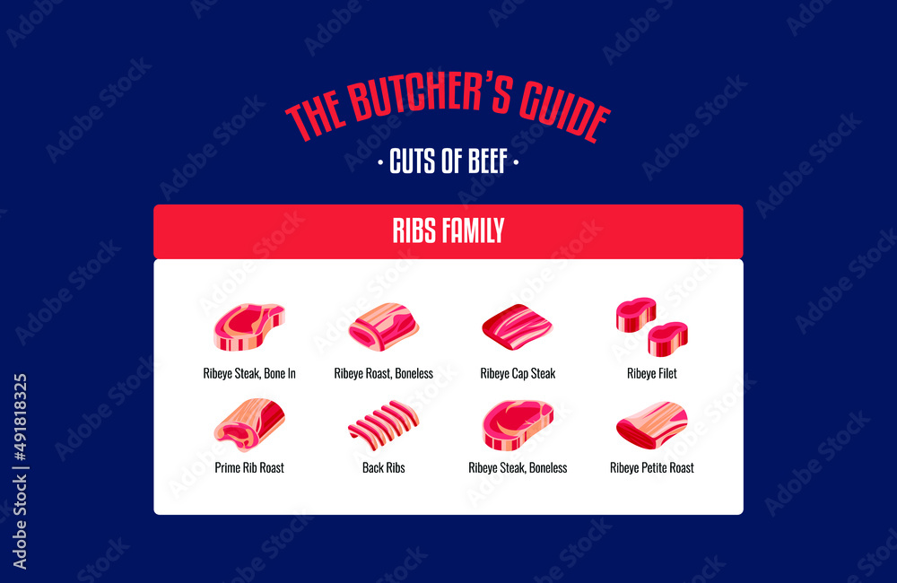 Meat and Beef cuts. Diagrams for butcher shop. Scheme of beef. Vector ...