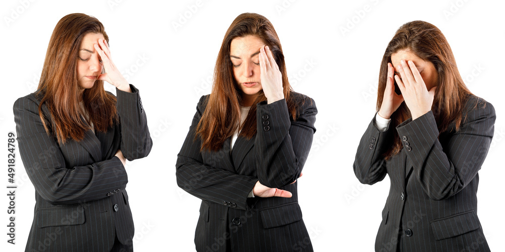 Disappointed woman with the hands in the head. Frustrated woman ...