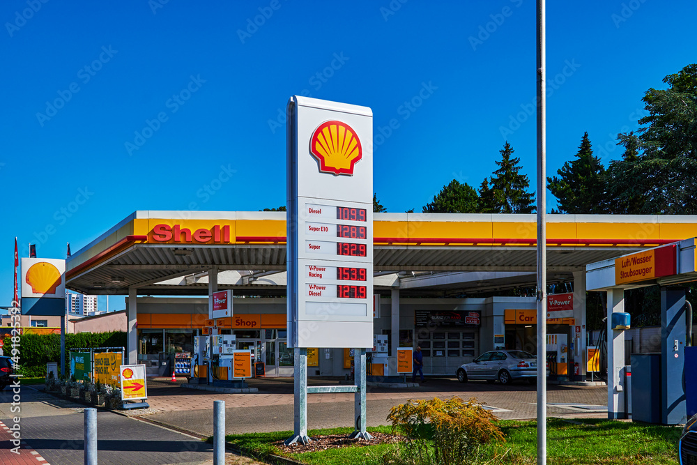 Berlin, Germany - September 17, 2020: View to a Shell Group petrol ...