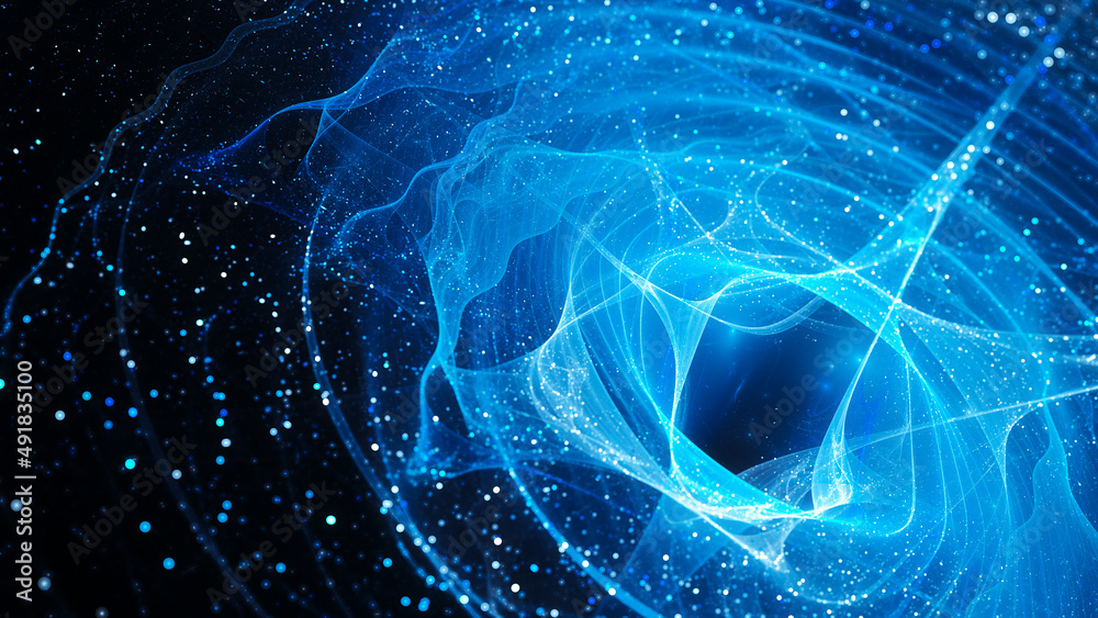 Blue glowing waves in space with particles book cover Stock ...