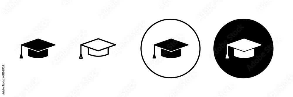 Education icon set. Graduation cap sign and symbol. Graduate. Students ...