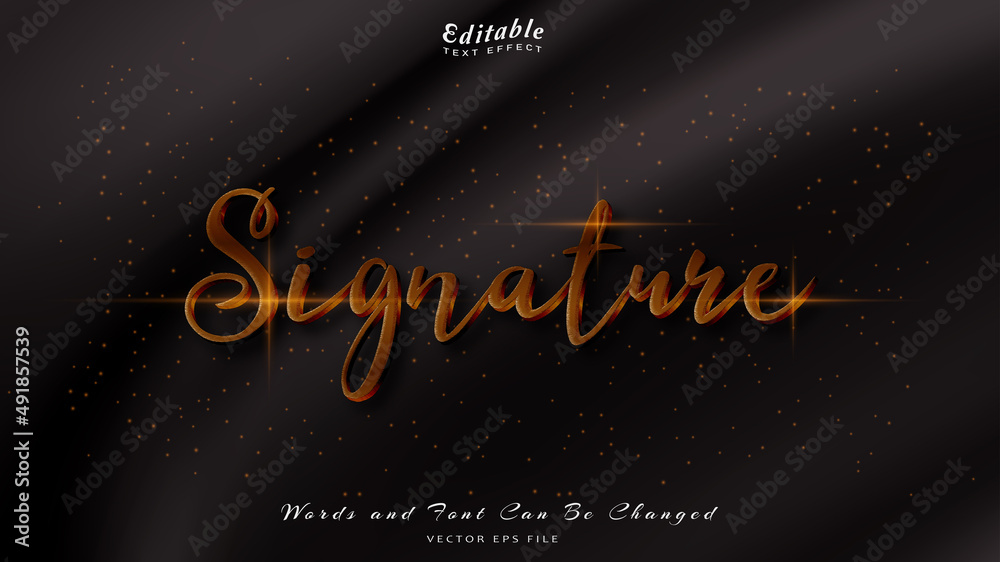 signature editable text effect with black wavy background. black silk ...
