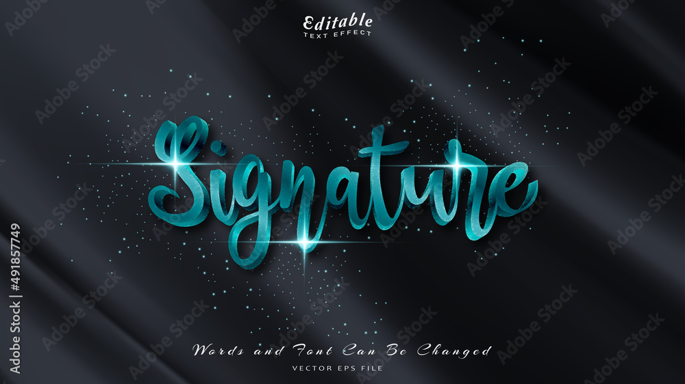 Golden signature editable text effect with black wavy background. black ...