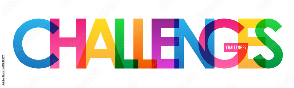 CHALLENGES colorful vector typography banner Stock Vector | Adobe Stock
