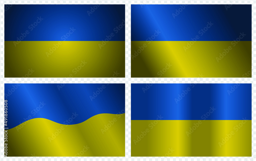Yellow-blue flag of Ukraine. Set of isolated vector illustration ...
