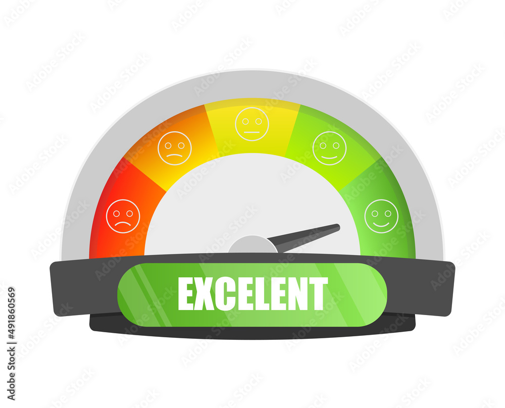 Emotion satisfaction meter of customer, speedometers and indicators ...