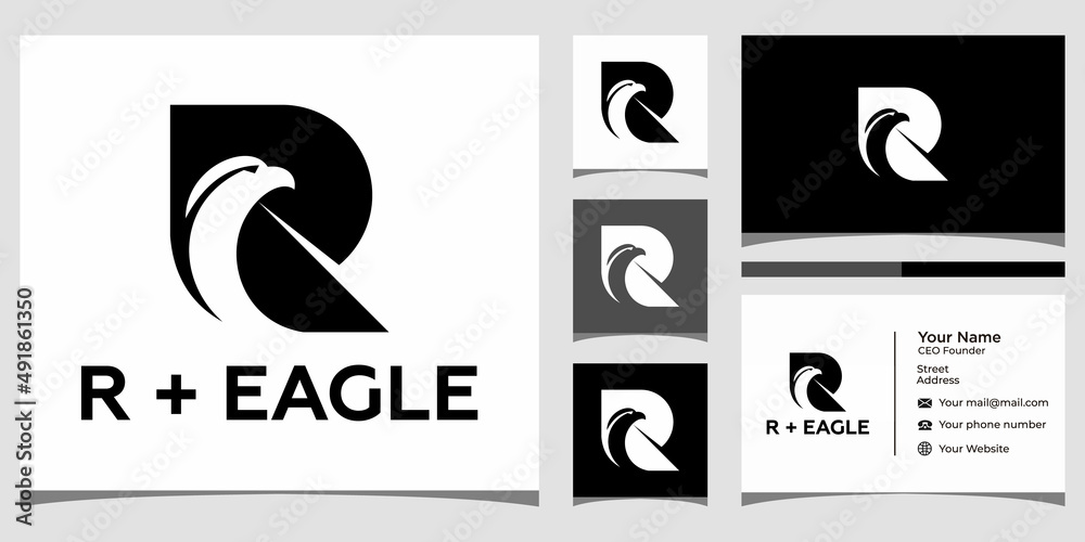 INITIAL R AND EAGLE LOGO DESIGN Stock Vector | Adobe Stock