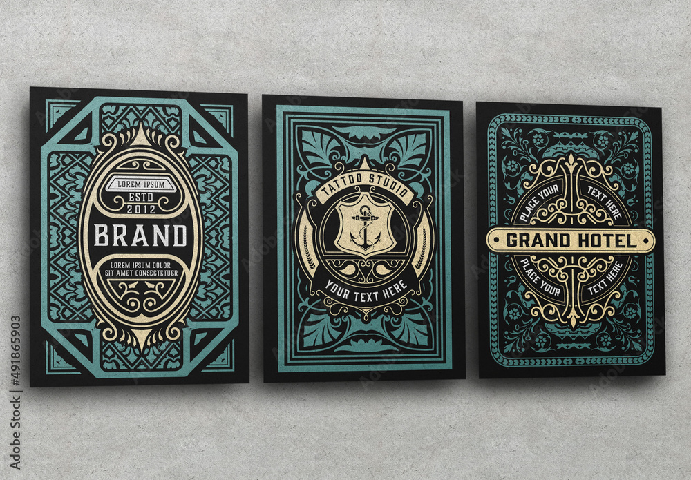 Set of 3 Vintage Labels for Packaging Stock Template | Adobe Stock