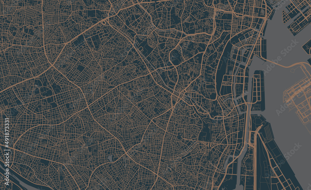 Detailed map of southern Tokyo, Japan Stock Vector | Adobe Stock