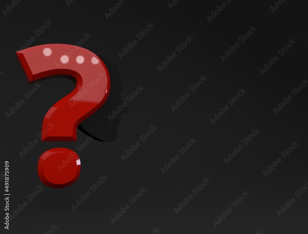 Confused concept dark Red image question mark with human face icon ...