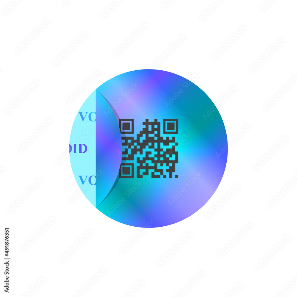 Holographic sticker with backing and QR code. Protection against ...