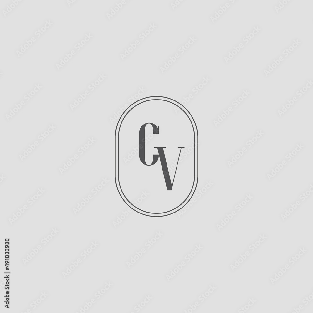 Initial CV wedding monogram logo design Stock Vector | Adobe Stock