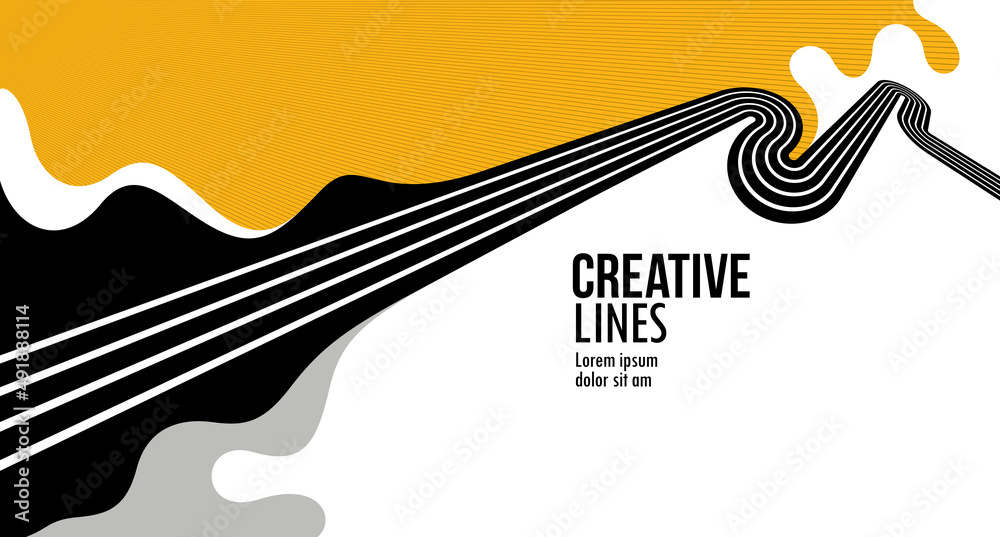 3D lines in motion vector abstract background, creative and dimensional ...