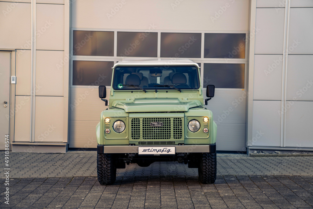Munich, Germany - October 2021: old retro SUV Land Rover Defender ...
