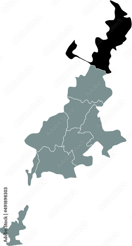 Black flat blank highlighted location map of the TERNY RAION inside ...