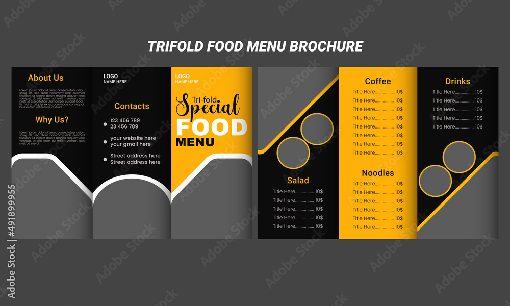 Trifold food menu template brochure Stock Vector | Adobe Stock