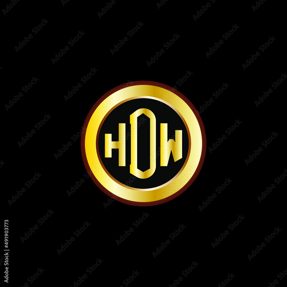 HDW letter circle logo design. HDW letter logo design with black ...