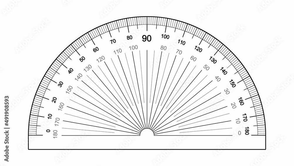 Protractor ruler isolated on the white background. Measuring tool Grid ...