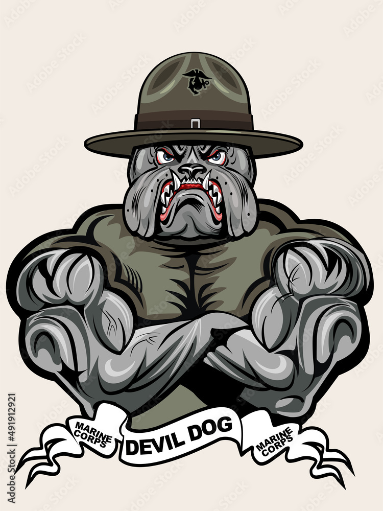military Bulldog marine corps devil dog Stock Vector | Adobe Stock