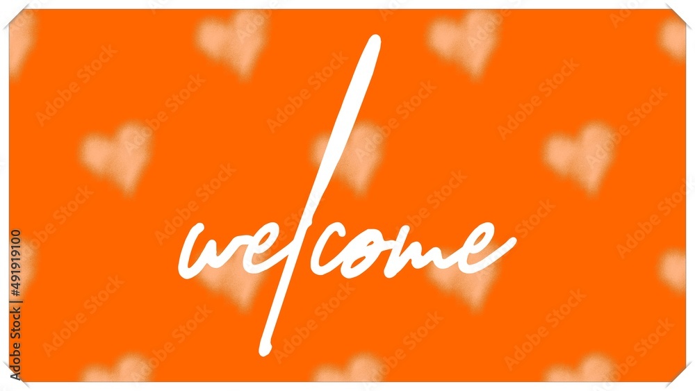 welcome hand-letter card with romantic background Stock Illustration ...