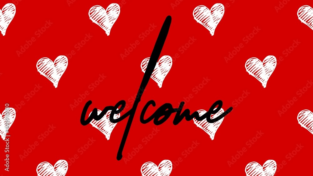 welcome hand-letter card with romantic background Stock Illustration ...