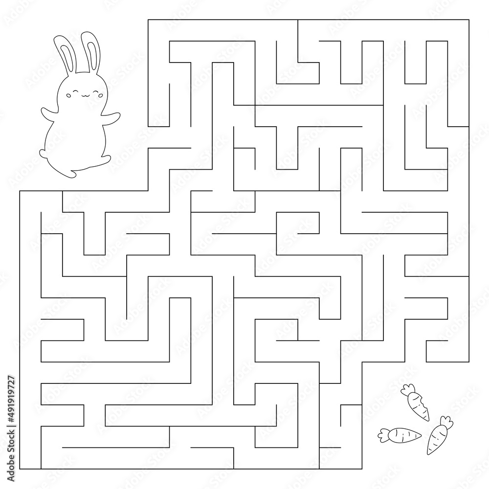 Educational maze game for children. Help the bunny find right way to ...