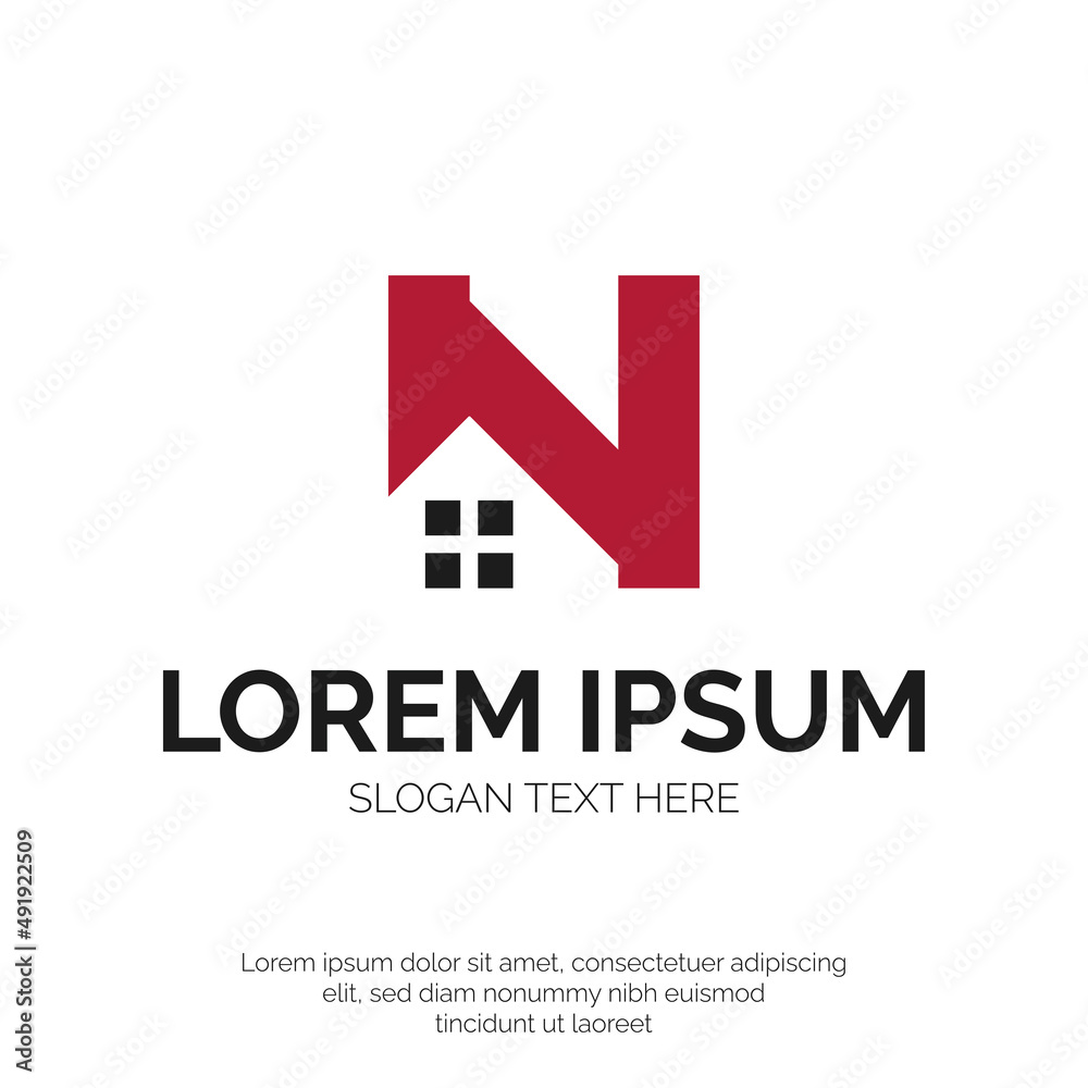 N Letter and House Logo Design Premium Vector Stock Vector | Adobe Stock