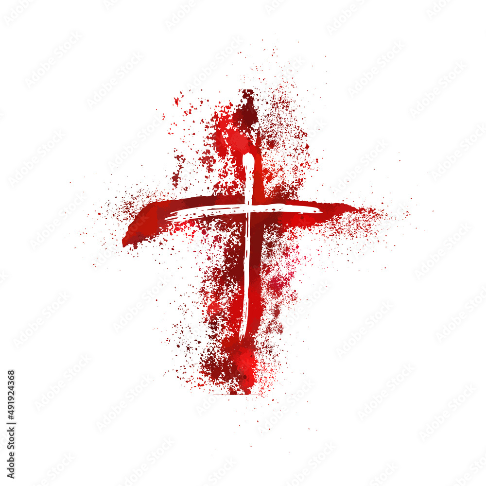 Bloody cross. Cross made of drops of paint. Vector illustration ...