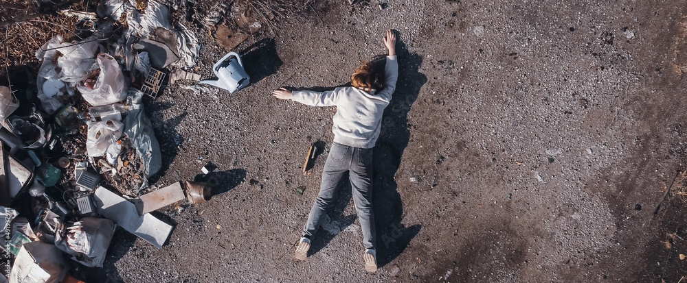 dead body the corpse of a teenage girl found using a drone in a ...