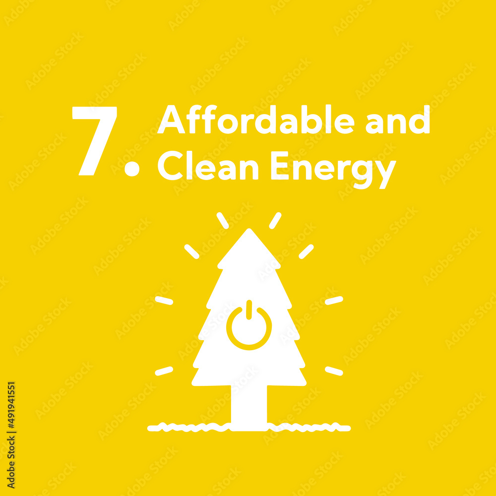SDGs 7.エネルギーをみんなに そしてクリーンにアイコン（英語表記） SDGs 7.Affordable and Clean Energy icon Stock Vector ...