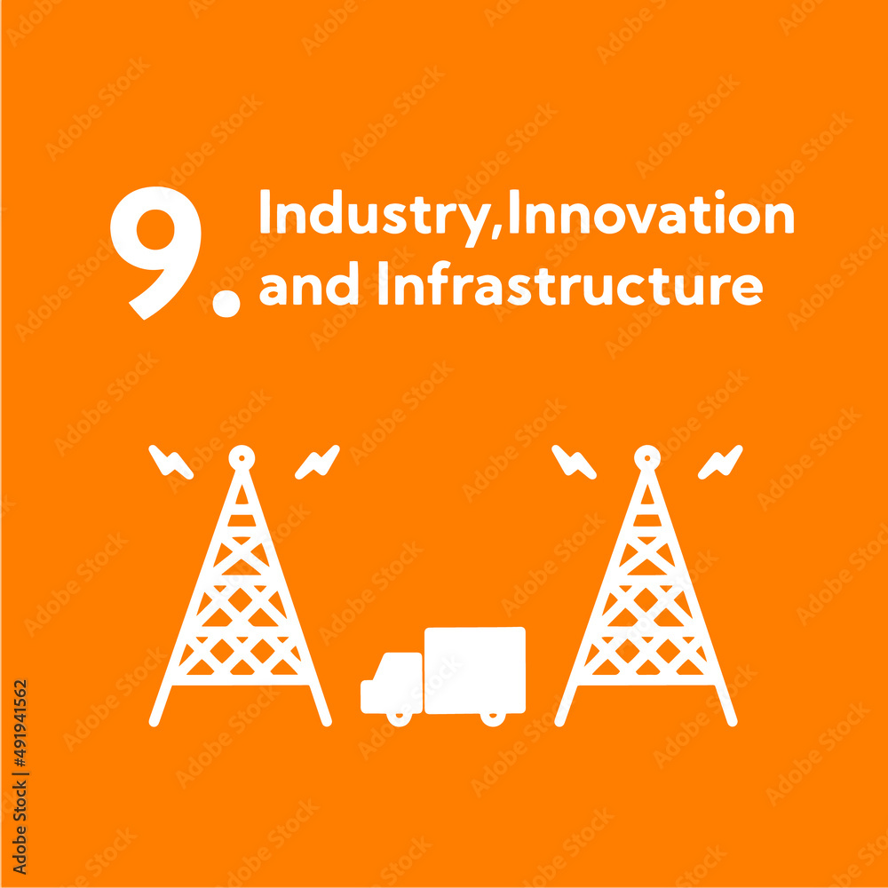 SDGs 9.産業と技術革新の基盤をつくろうアイコン（英語表記） SDGs 9.Industry,Innovation and Infrastructure icon Stock ベクター ...