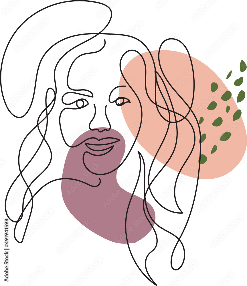 Abstract woman vector background set in continuous line art. Fashion ...