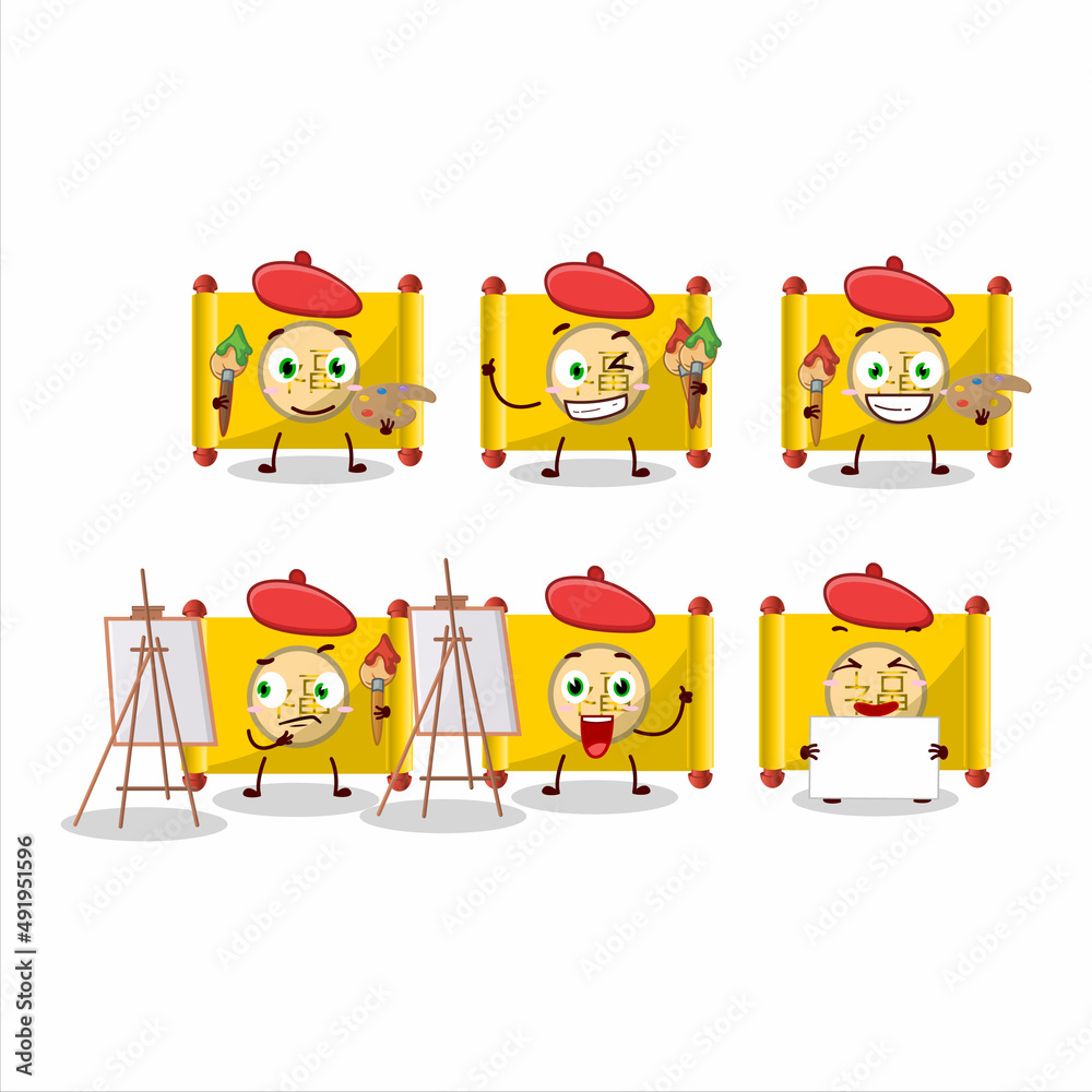 Artistic Artist of yellow paper roll chinese cartoon character painting ...