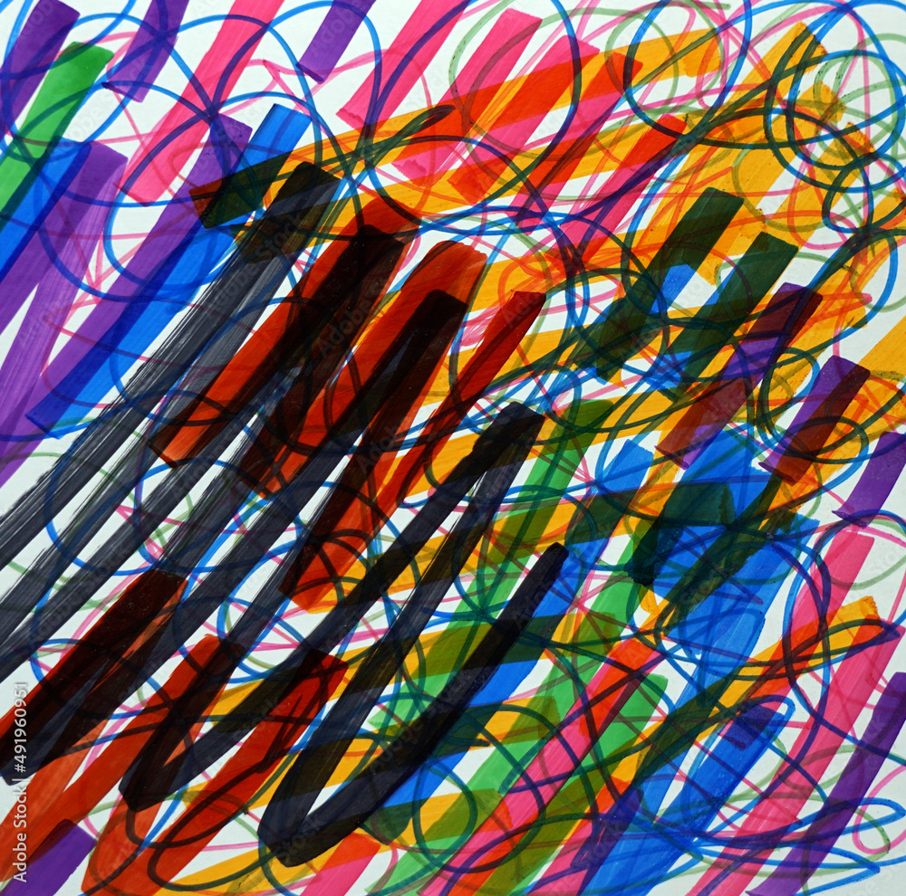 Practice drawing colored lines with Copic marker , curves, straight ...