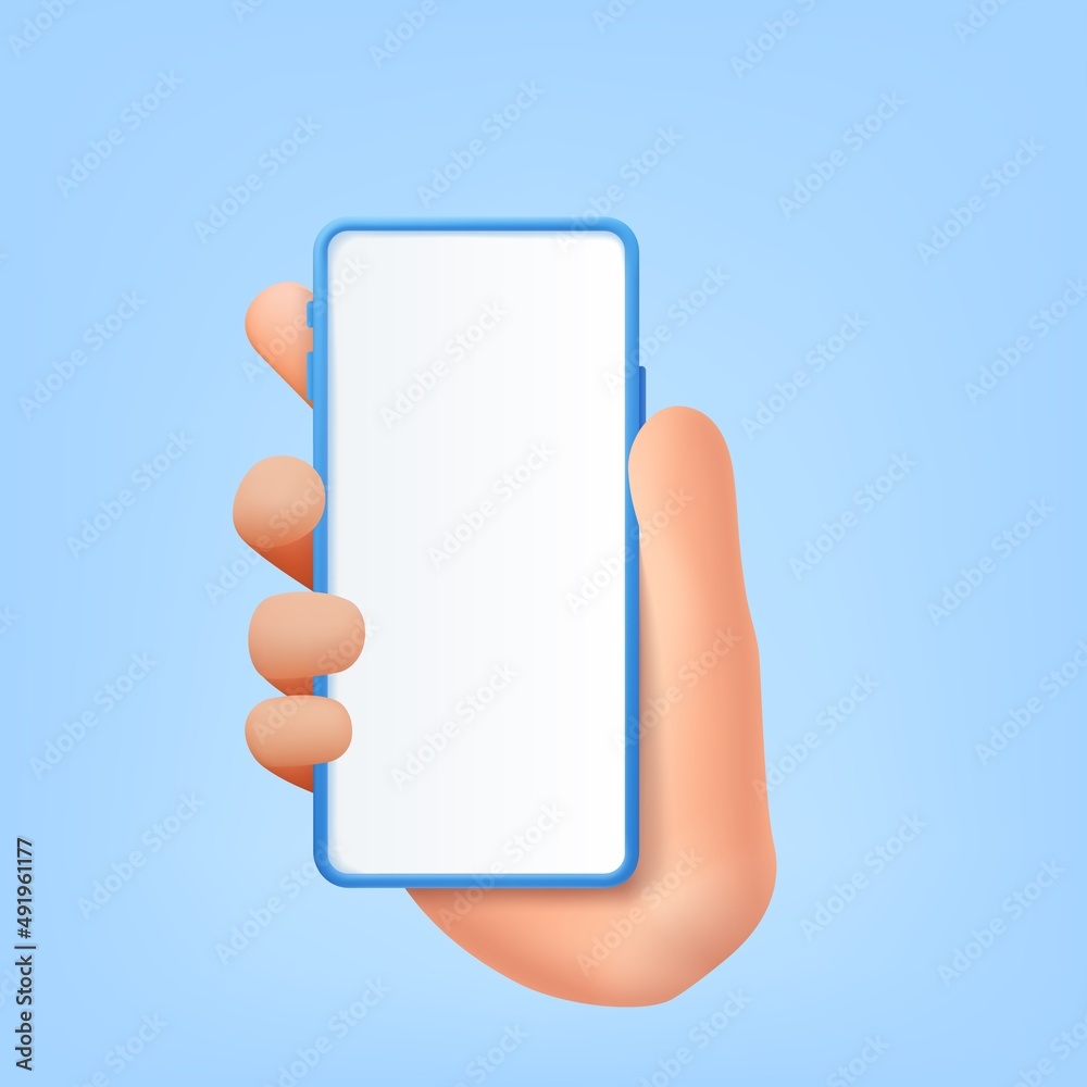 3D hand holding smartphone Stock Vector | Adobe Stock