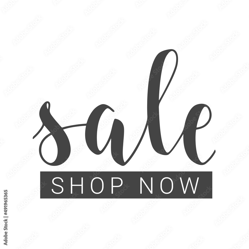 Vector Stock Illustration. Handwritten Lettering of Sale Shop Now ...