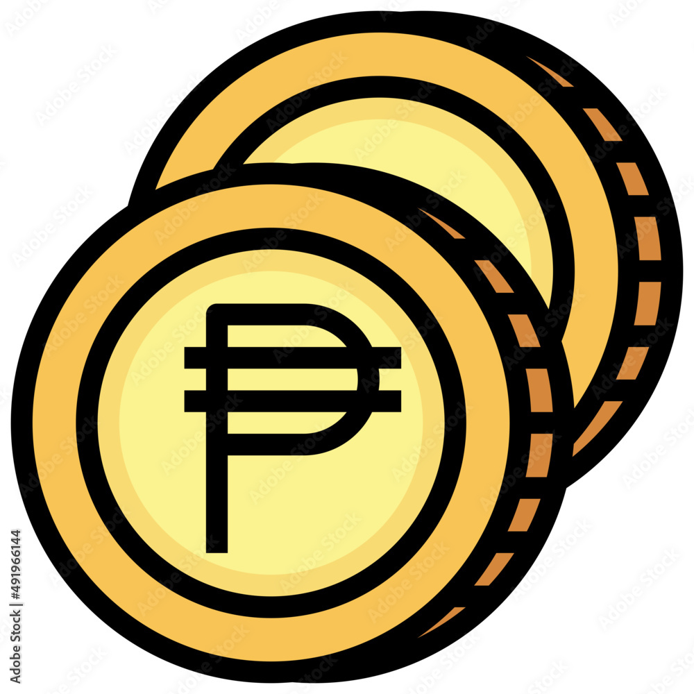 PHILIPPINE PESO filled outline icon,linear,outline,graphic,illustration ...