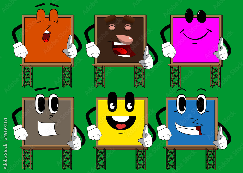 Billboard pointing at the viewer with his hand. Cute cartoon ...