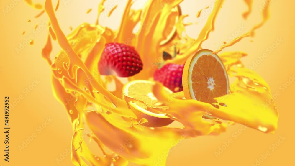 Tropical fruit juice splash background Stock Video | Adobe Stock