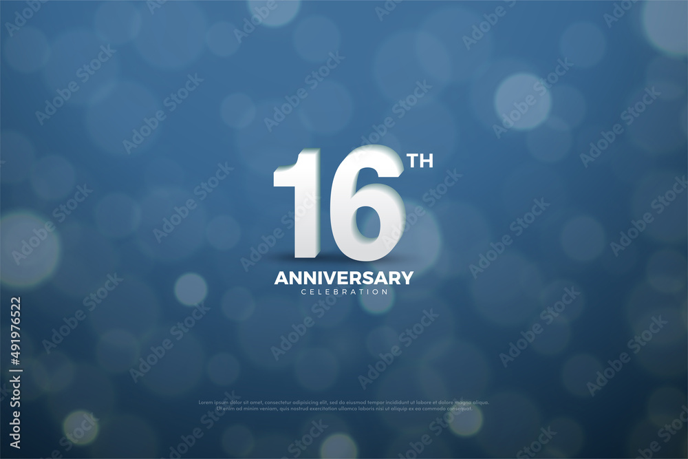 16th anniversary background with numbers illustration. Stock Vector ...
