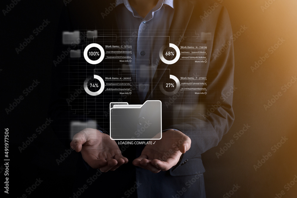 Business developer hand using board framework on virtual modern ...