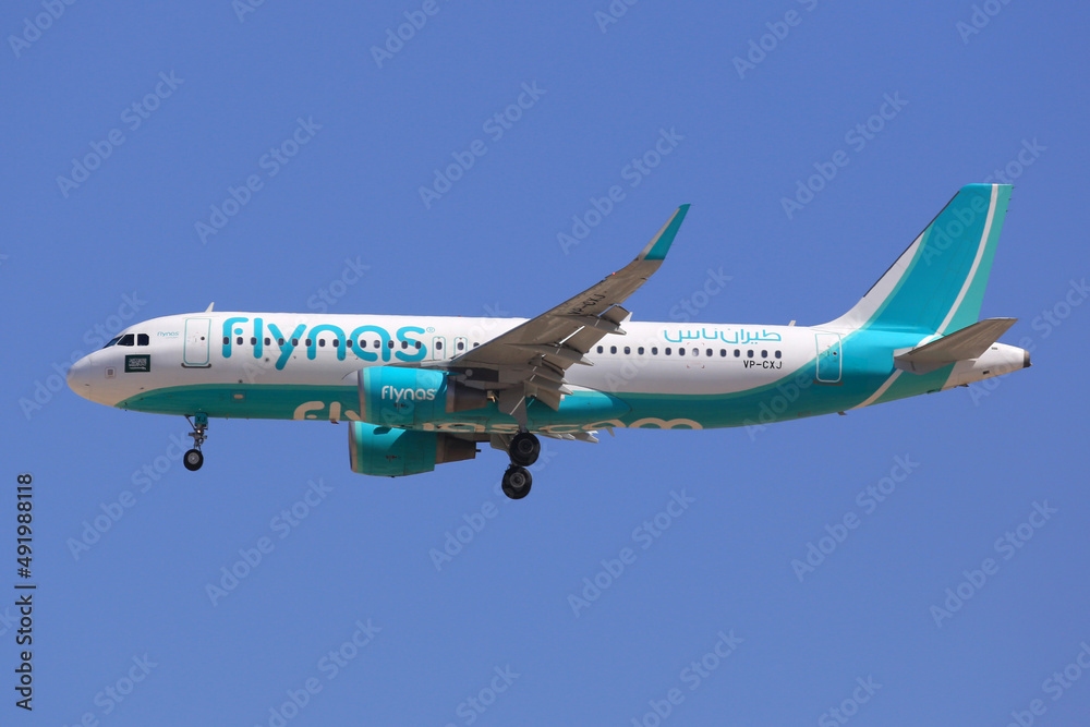 Nas Air Flynas Airbus A320 airplane at Dubai airport Stock Photo ...