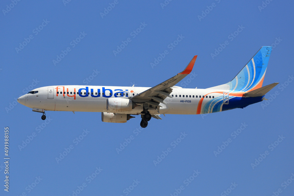 FlyDubai Boeing 737-800 airplane at Dubai airport Stock Photo | Adobe Stock