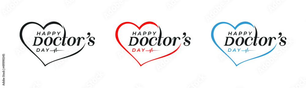 World, international or world happy Doctor's Day flat vector logo ...